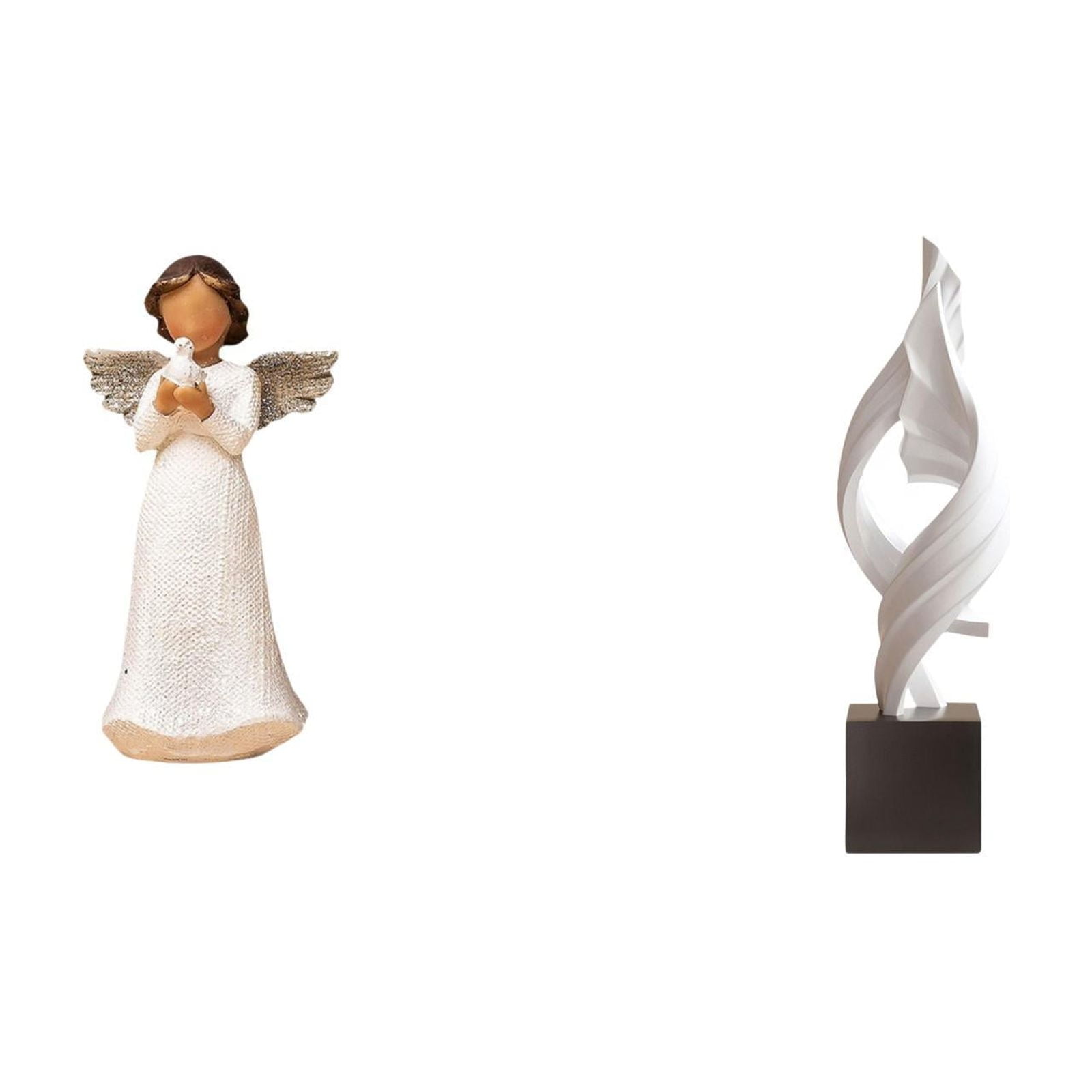 2 Pieces Angel Resin Figurine Abstract Art Statue Collectible Sculpture ...