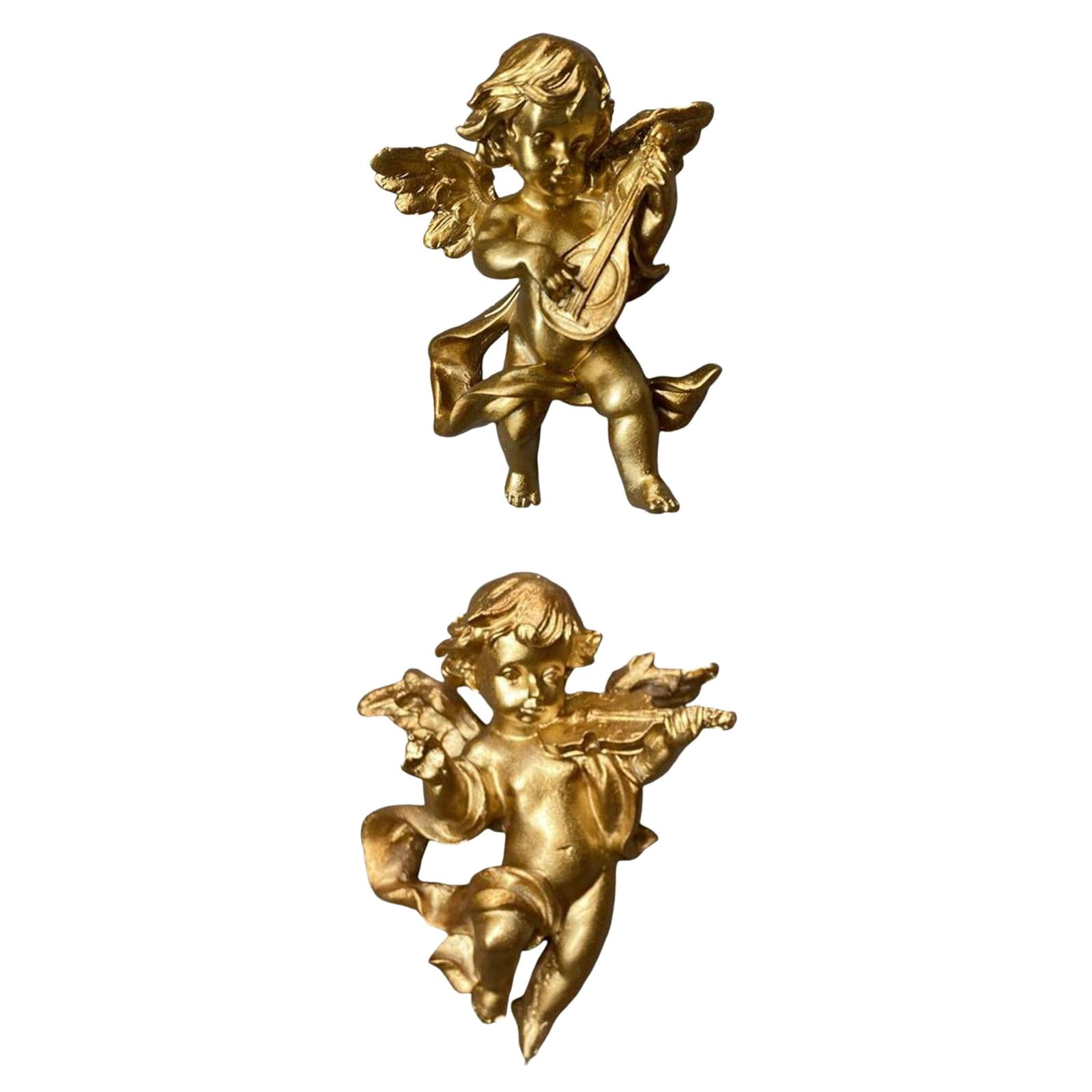 2 Pieces Angel Statue Figurines Wall Sculpture Angel Artwork Collection ...