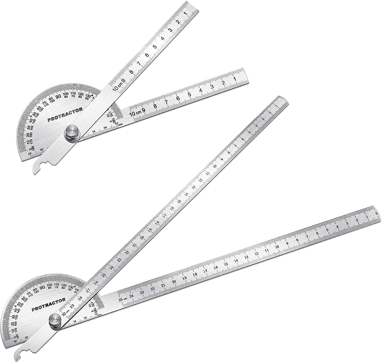 2 Pieces Angle Protractor Angle Finder Ruler Arm Swing Stainless Steel ...