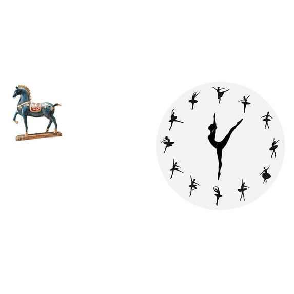 2 Pieces Animal Sculpture Silent Wall Clock Horse Figurine Resin ...