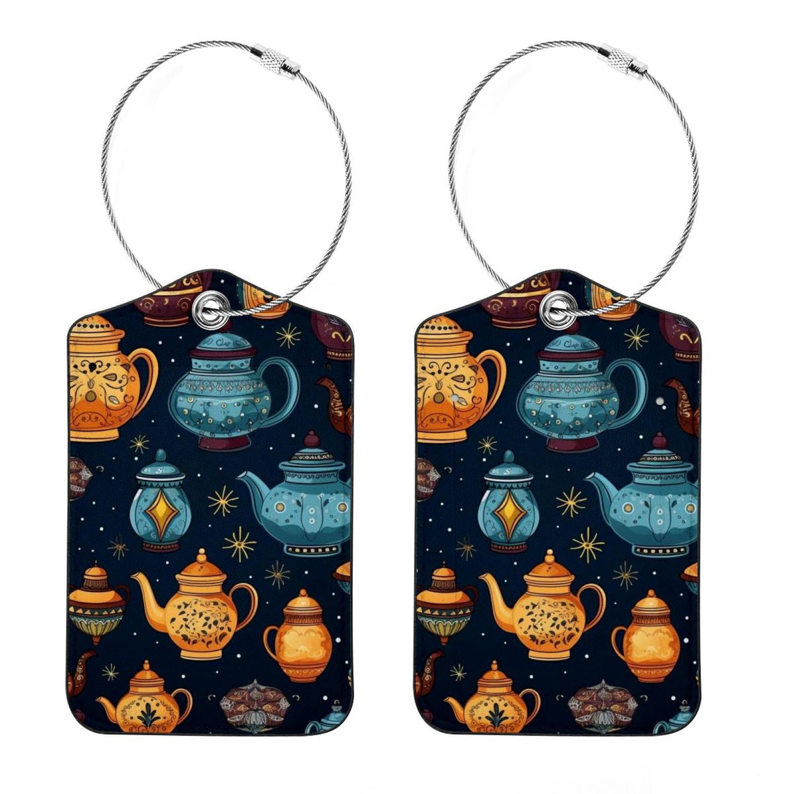 2 Pieces Arabian Tea Kettle Luggage Tags, Privacy Cover ID Label with ...