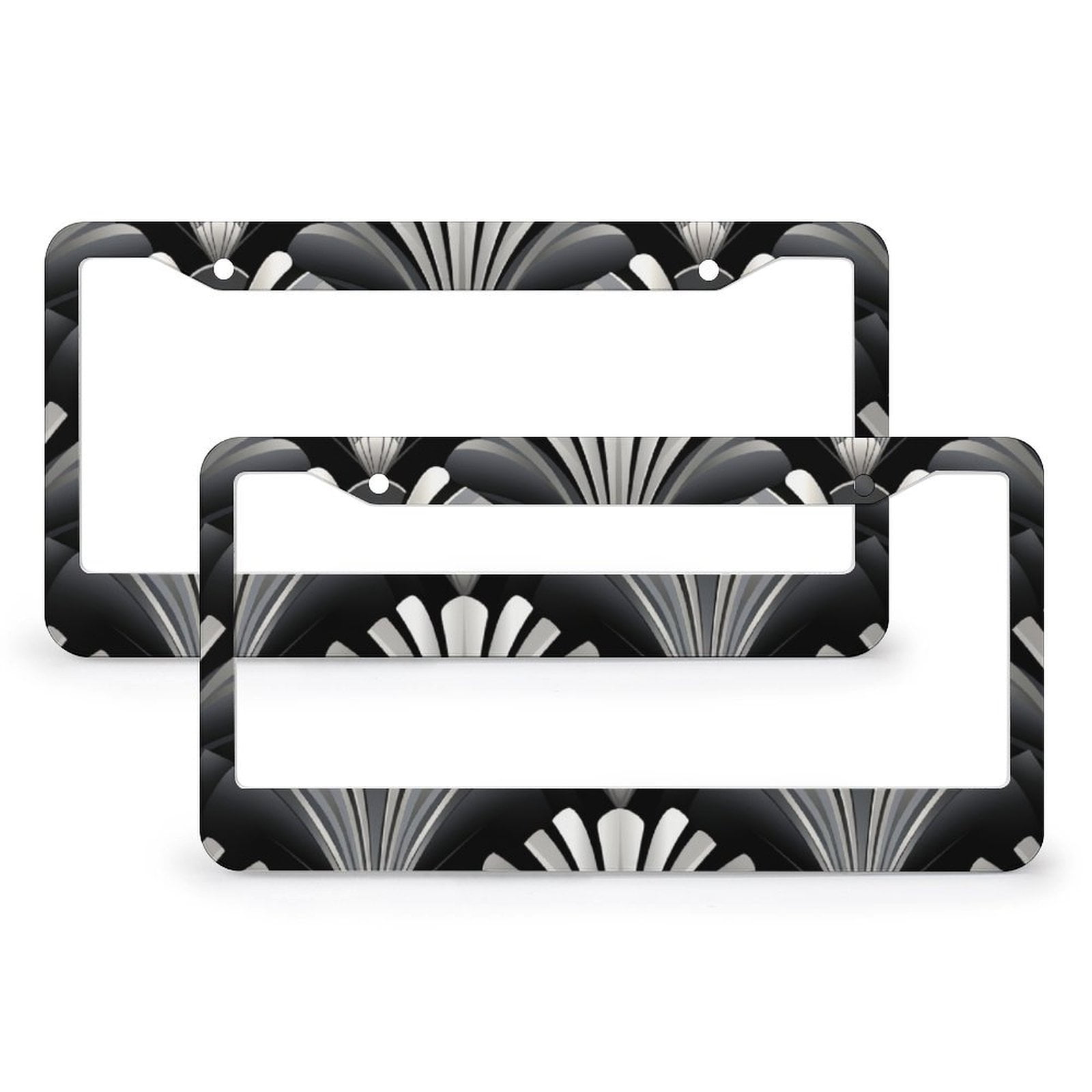 2 Pieces Art Deco Fan Design Grey License Plate Frame Modern Geometric ...