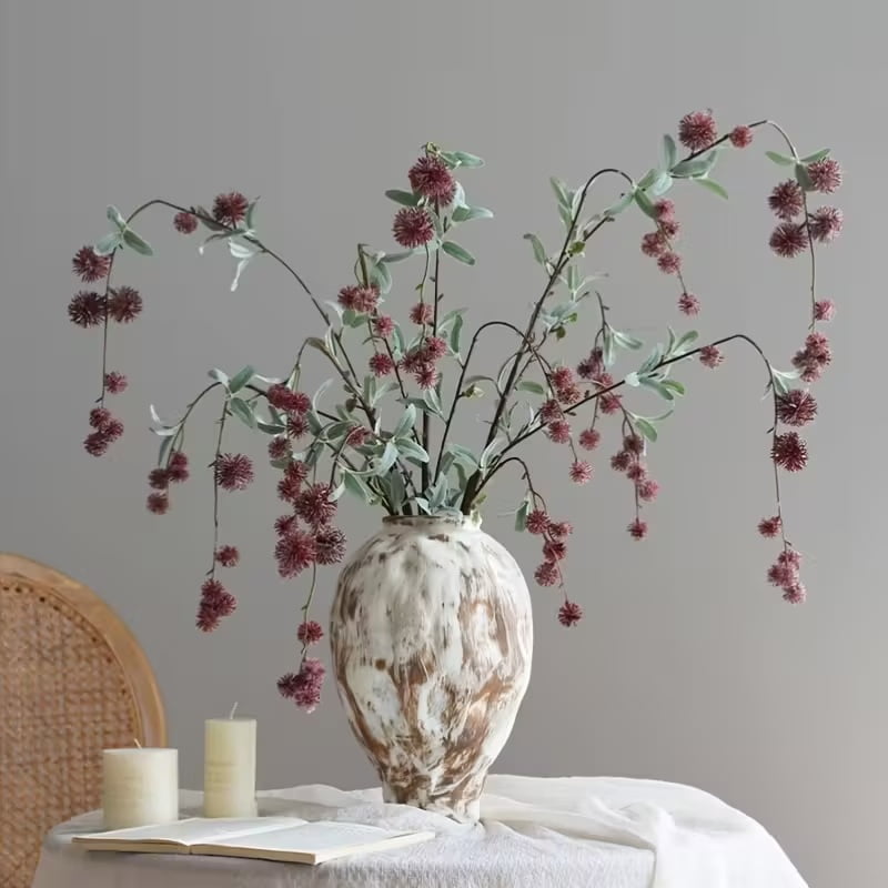 2 Pieces Artificial Autumn-Colored Stone Berry Flowers - Long Branch ...