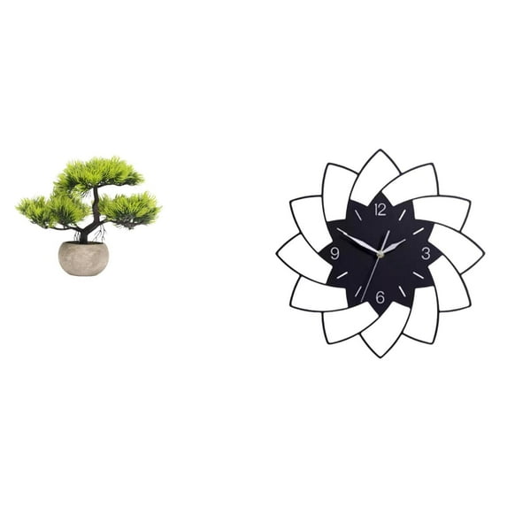 2 Pieces Artificial Bonsai Tree Large Wall Clock Acrylic Material Ideal ...