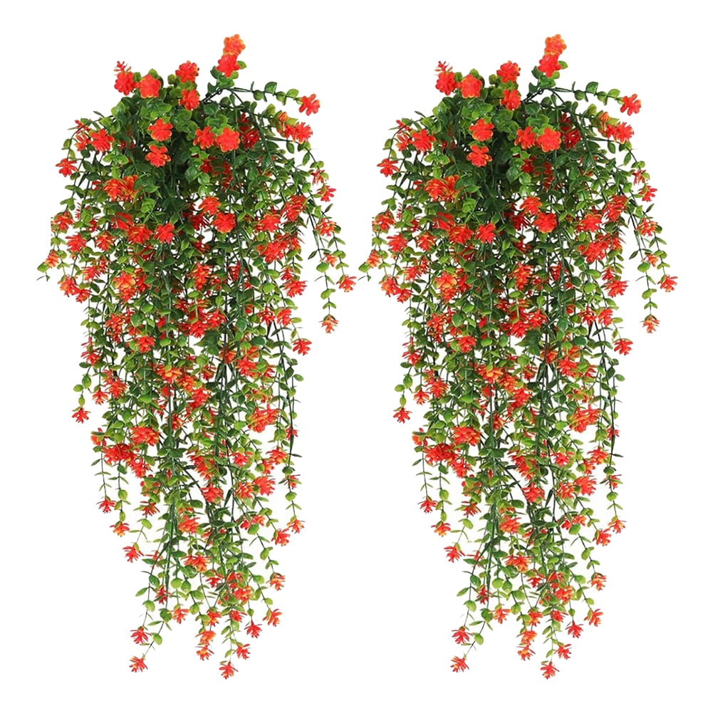 2 Pieces Artificial Hanging Flowers Fake Hanging Plant Faux Eucalyptus ...