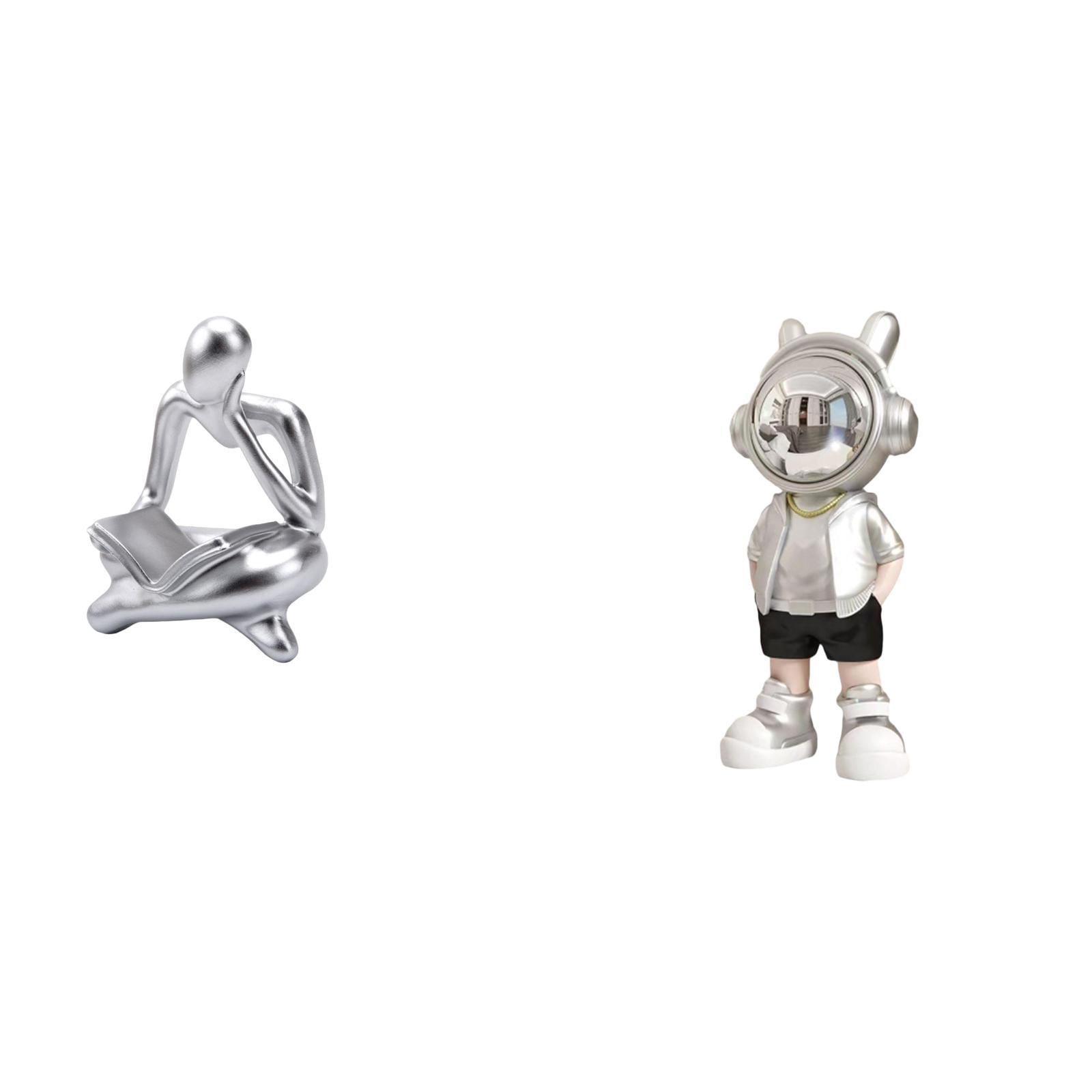 2 Pieces Astronaut Statue Abstract Thinker Figurine Decorative Resin ...