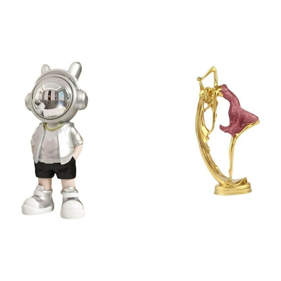 2 Pieces Astronaut Statue Ballet Dancing Girl Figurine Resin Material ...
