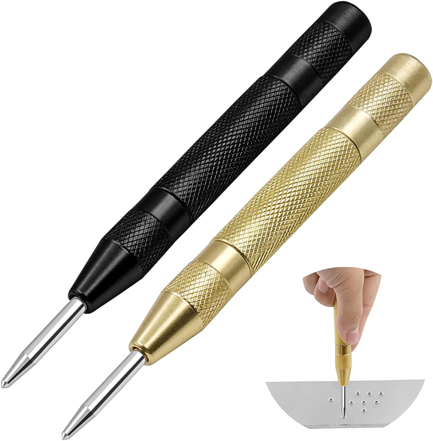 2 Pieces Automatic Center Punch, Adjustable Impact Automatic Punch ...