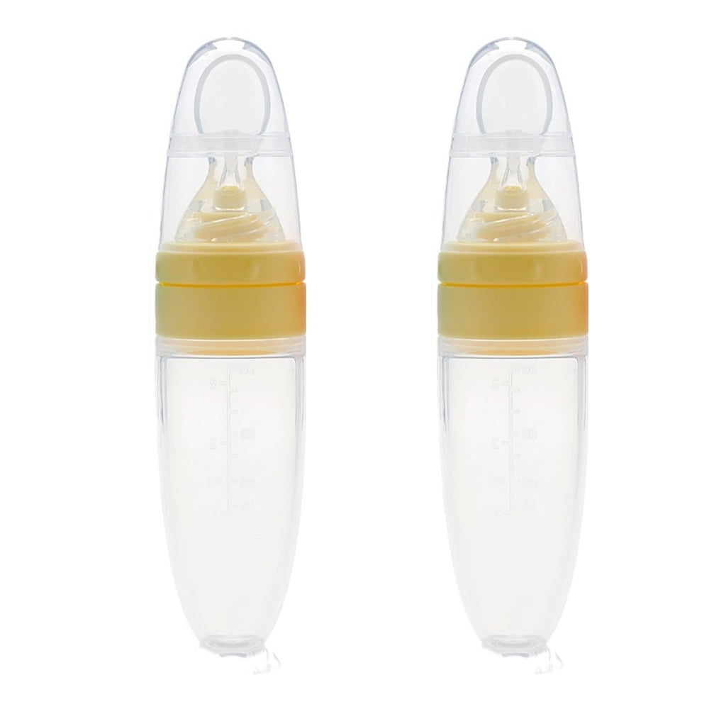2 Pieces Baby Silicone Feeding Bottle Spoon Baby Food Feeder with ...