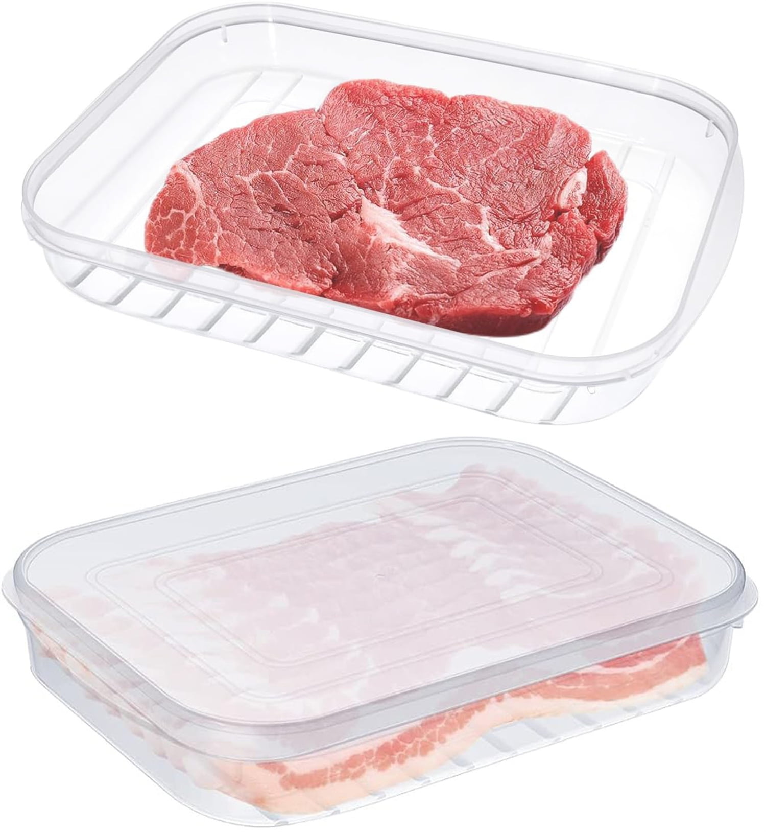 2 Pieces Bacon Keeper,Bexikou Plastic Deli Meat Container with Lids ...