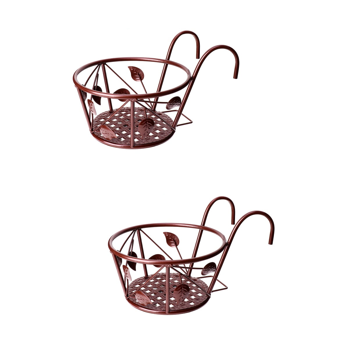 2 Pieces Balcony Planter Spindle Rack Wall Mounted Clothes Brown ...