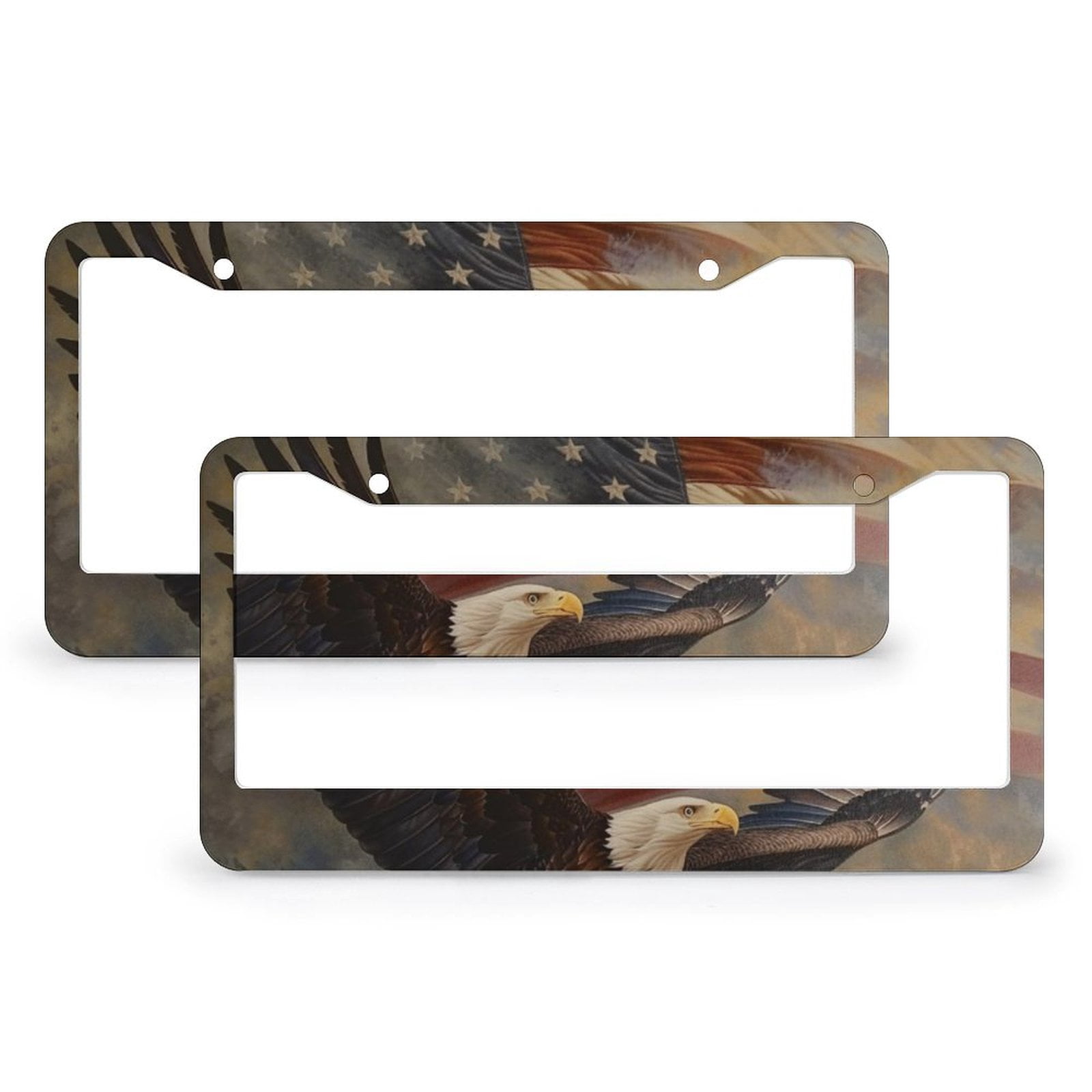 2 Pieces Bald Eagle Flying over American Flag License Plate Frames ...