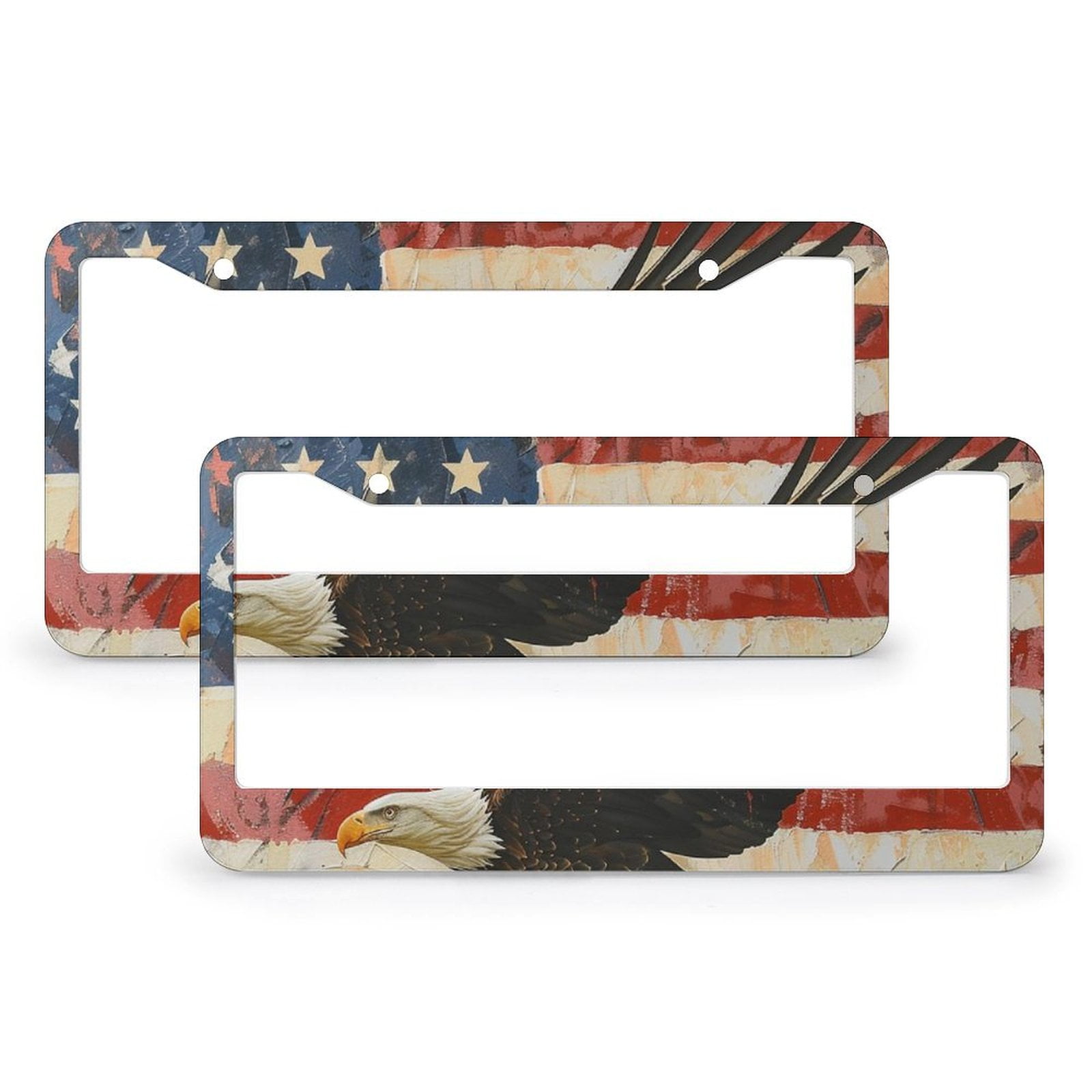 2 Pieces Bald Eagle Flying over American Flag License Plate Frames ...