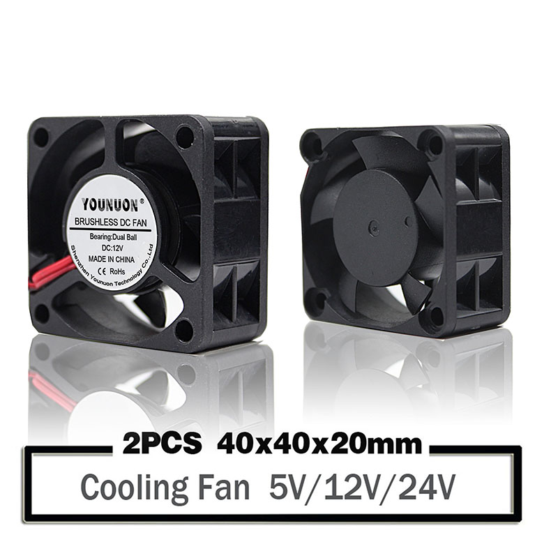 2 Pieces Ball 40mm Cooling Fan 40x40x20mm Cooler 24V 12V 5V 4020 ...