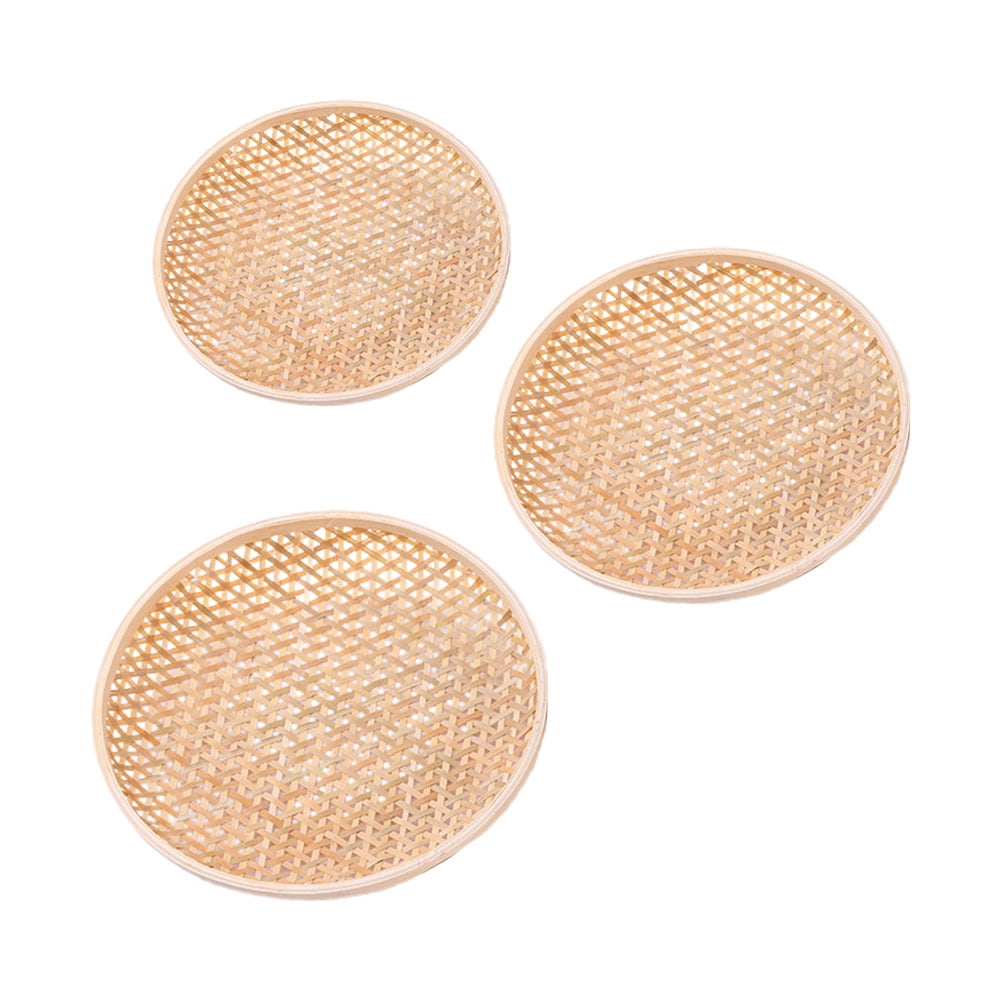 2 Pieces Baskets Platter Bamboo Fruit Tray Towel Tray 24x24cm - Walmart.com