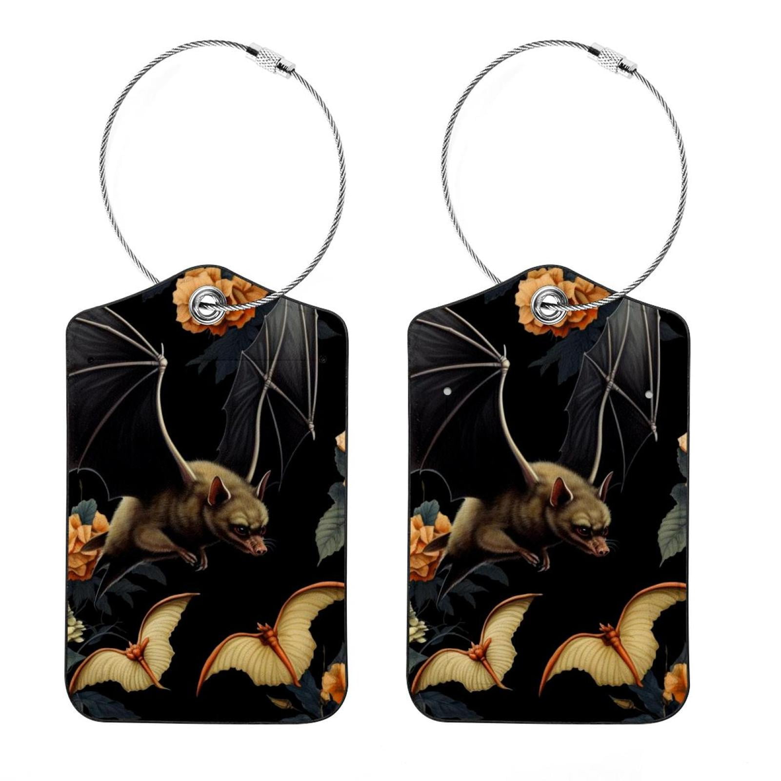 2 Pieces Bat Luggage Tags, Privacy Cover ID Label with Loop and Address ...