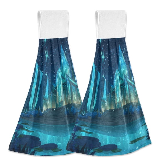 2 Pieces Bathroom Towels Kitchen Towels Velcro Hand Wipes Dish Cloths ...