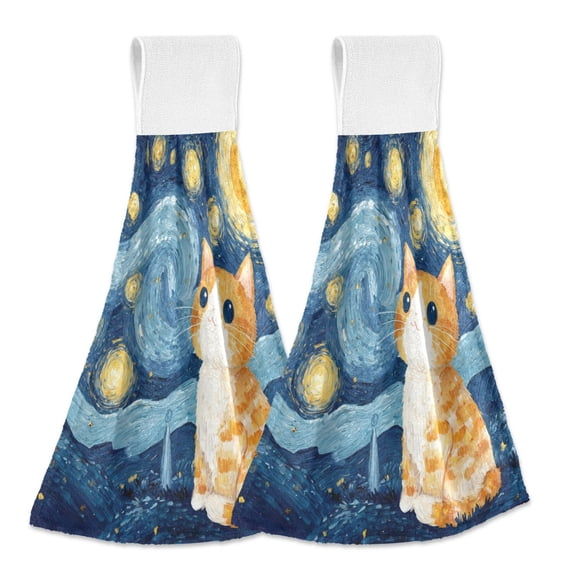 2 Pieces Bathroom Towels Kitchen Towels Velcro Hand Wipes Dish Cloths ...