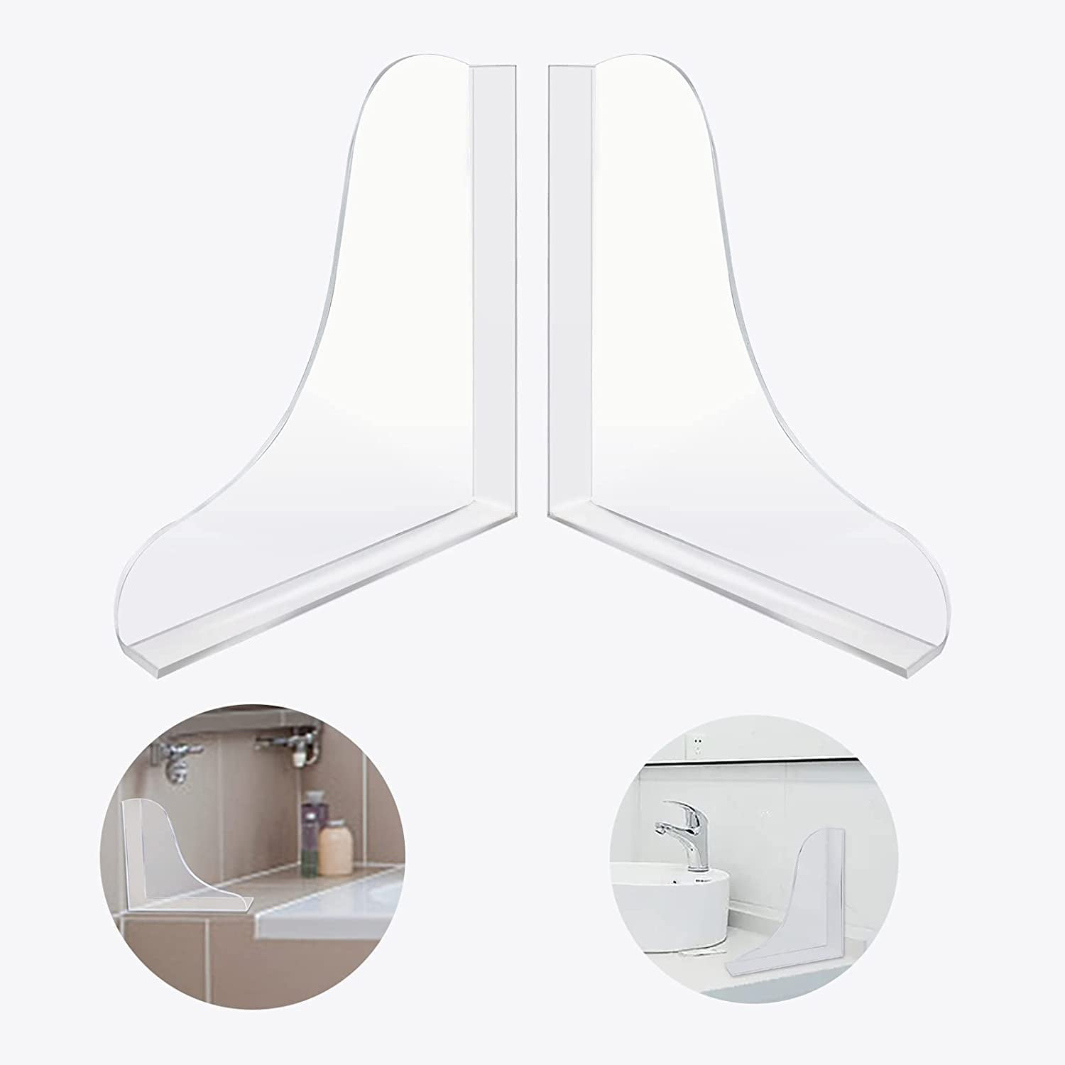2 Pieces Bathtub Corner Splash Guard， Arcylic Material Corner Guard ...