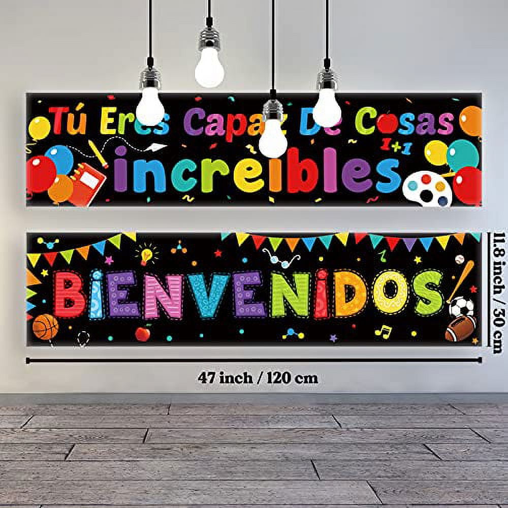 2 Pieces Bienvenidos Sign Spanish Welcome Banners Spanish Banner ...