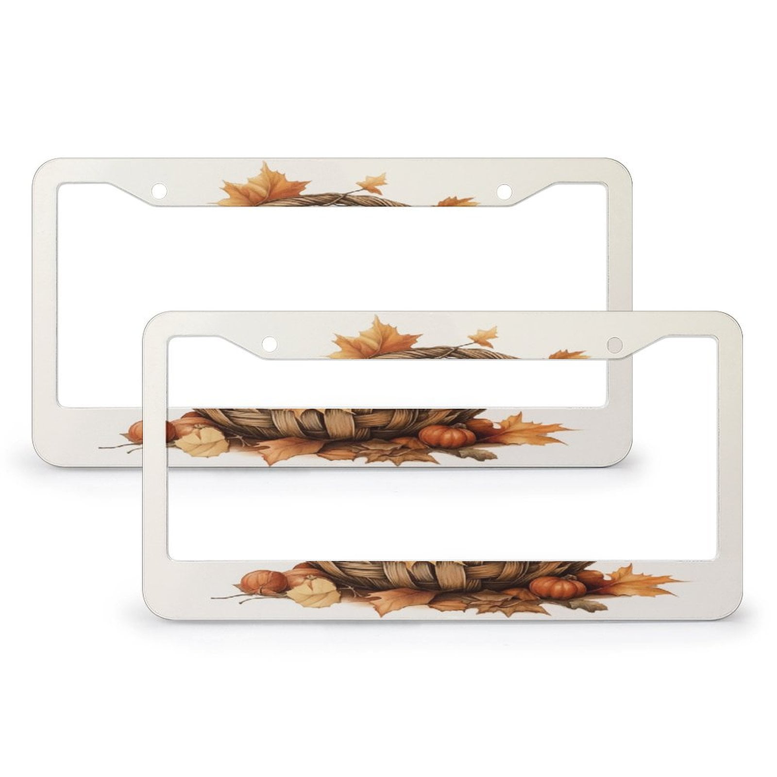 2 Pieces Birds Pumpkin Fall Leaves Autum Harvest License Plate Frames ...