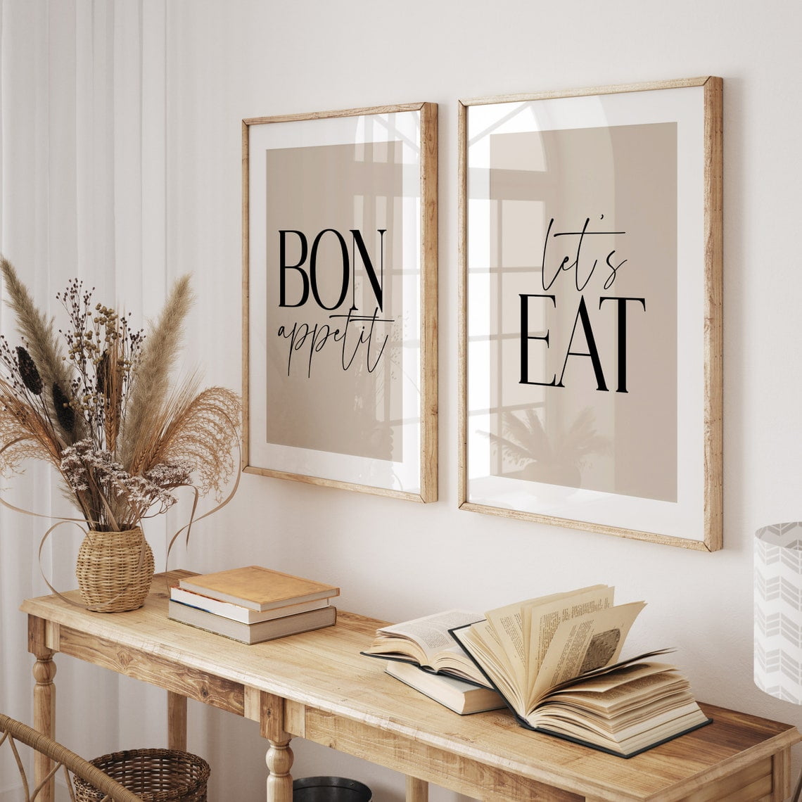 2 Pieces Bon Appetit Let's Eat Print Poster Wall Art Canvas Artwork ...