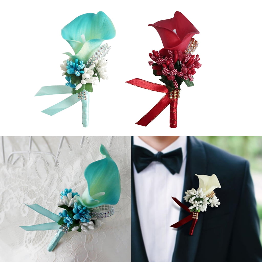 2 Pieces Boutonniere for Men Wedding, Corsage and Boutonniere Set for ...