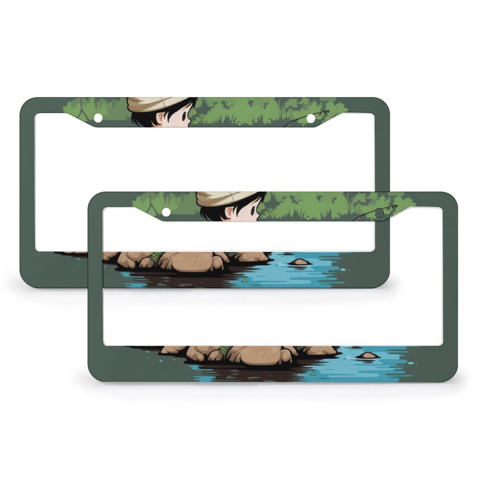 2 Pieces Boy Fishing License Plate Frame Kids Boys Room Decor Car ...