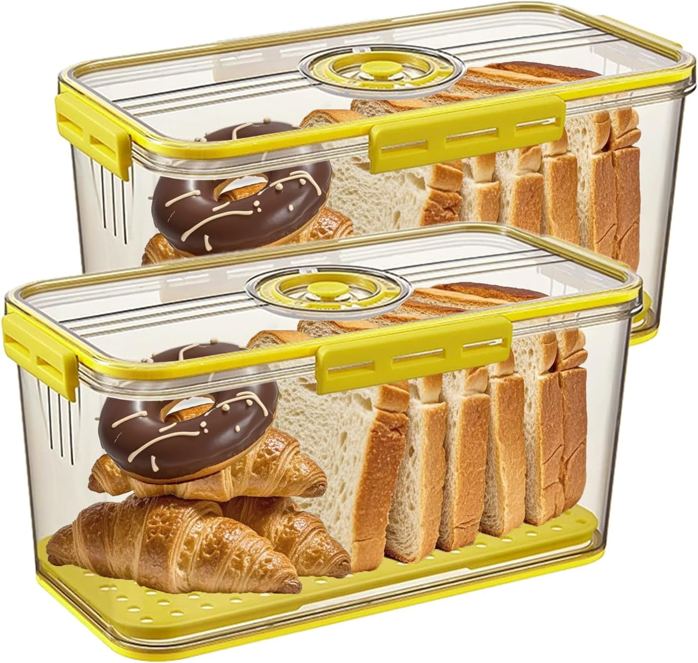 2 Pieces Bread Box for Kitchen Countertop, Airtight Bread Container ...