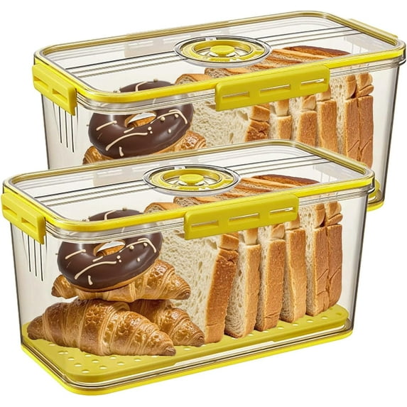 2 Pieces Bread Box for Kitchen Countertop, Airtight Bread Container ...