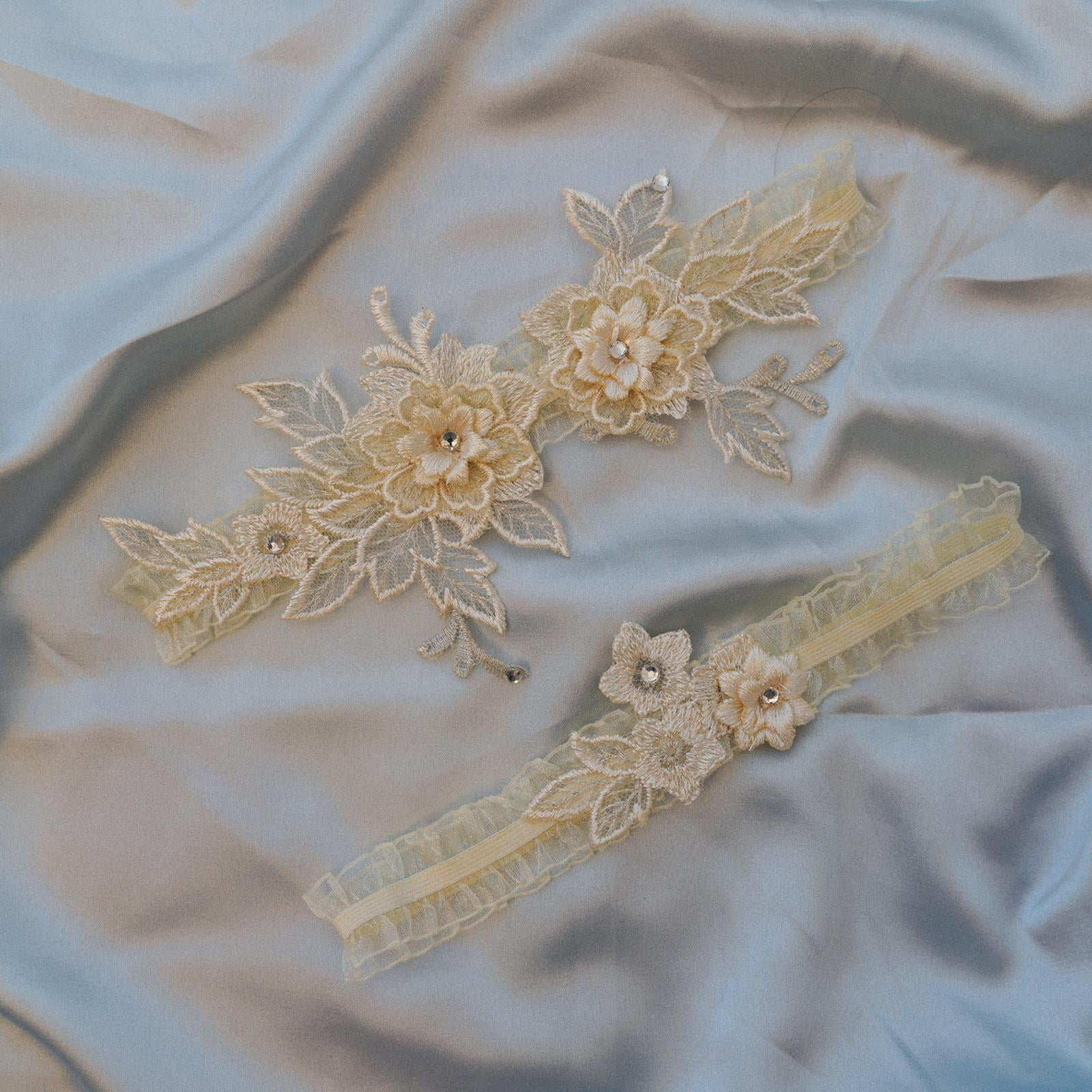 2 Pieces Bridal Garter Wedding Bride Garter 15in-22inch Thigh Garters ...