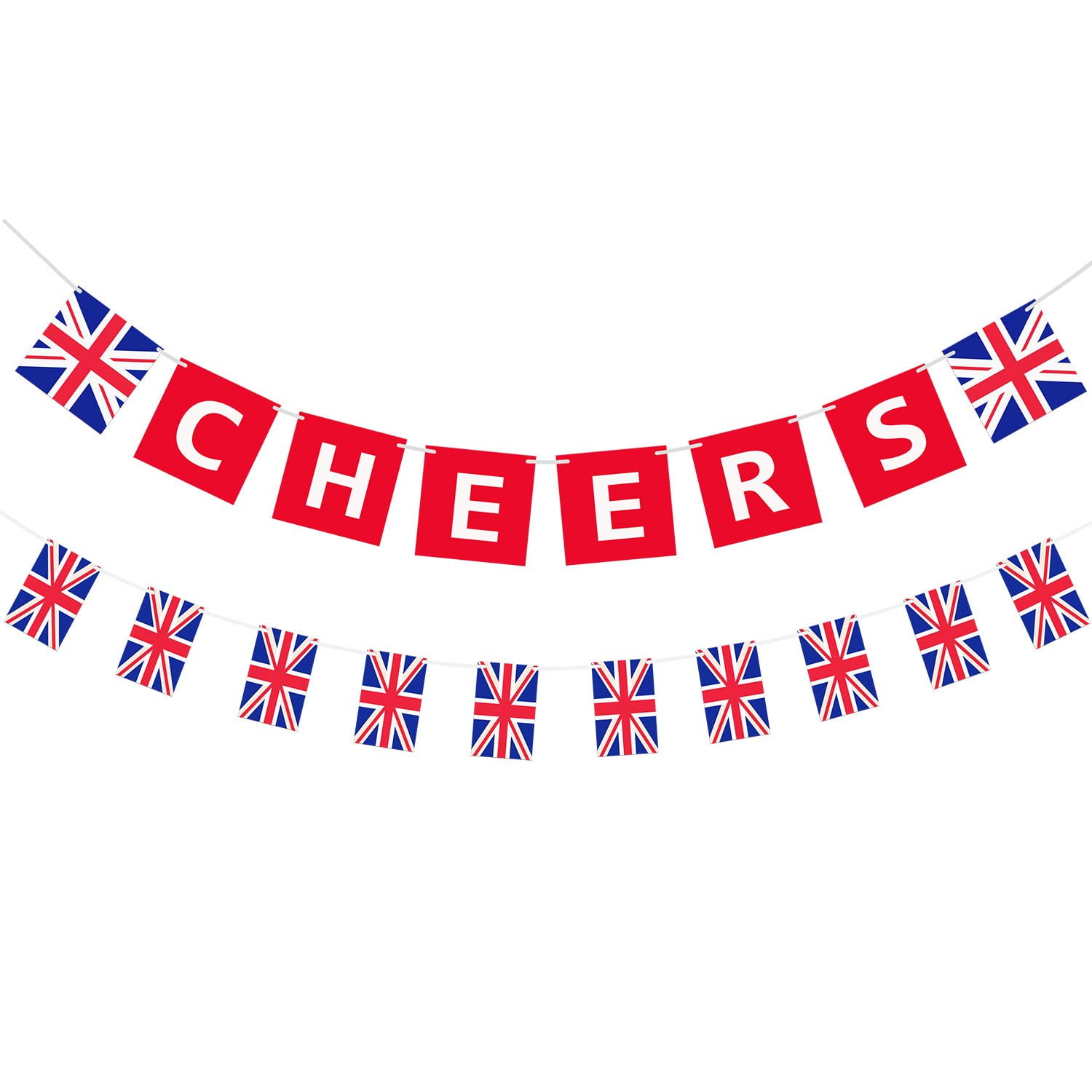 2 Pieces British Party Garland Cheers British Banner Garland UK Flag ...