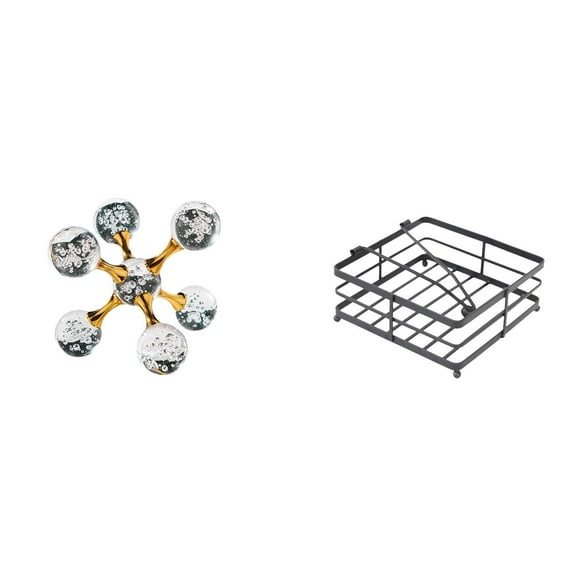 2 Pieces Bubble Sphere Figurine Desktop Sculpture Napkin Holder Iron ...