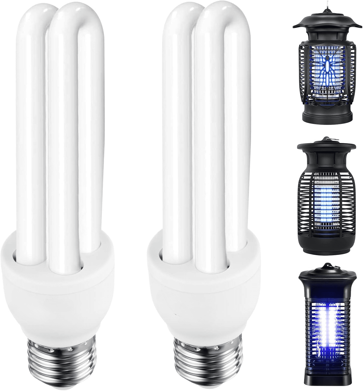 2 Pieces Bug Zapper Light Bulb 2U Type E27 20W Replacement Bulbs ...