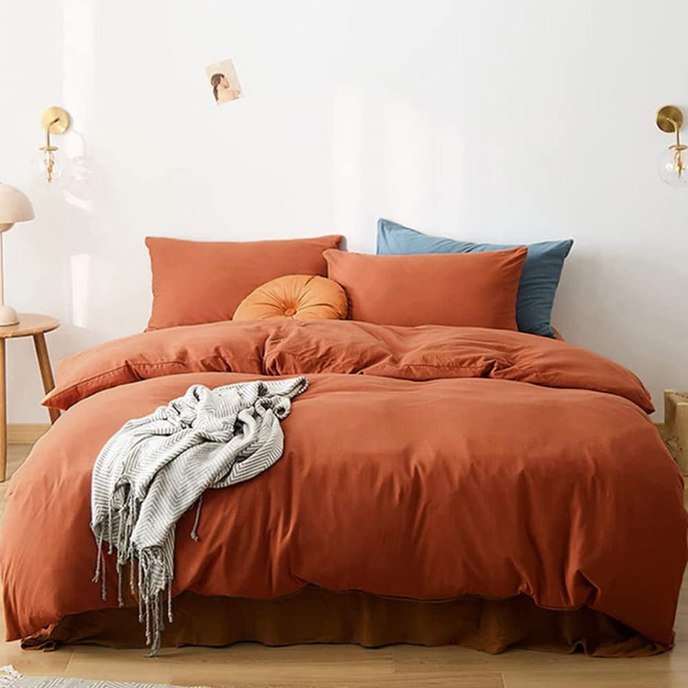 Walmart 2pc Burnt Orange Minimalist Style Microfiber Duvet Cover Set ...