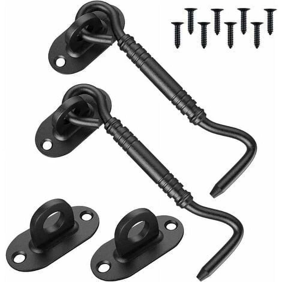 2 Pieces Cabin Hook Door Latch Hook Black Stainless Steel Hooks with ...