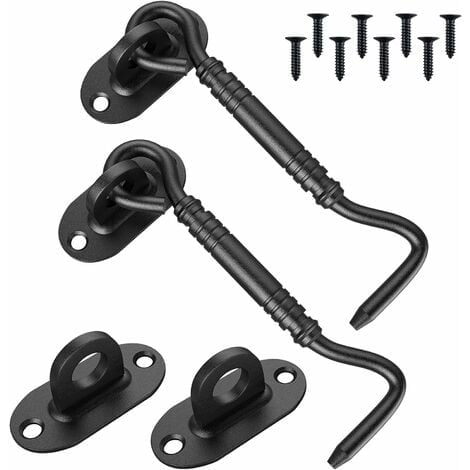 2 Pieces Cabin Hook Door Latch Hook Black Stainless Steel Hooks with ...