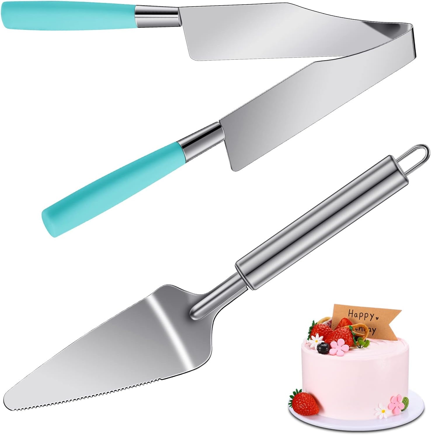 2 Pieces Cake Slicer Cutter Multi Function Stainless Steel Cake Spatula ...
