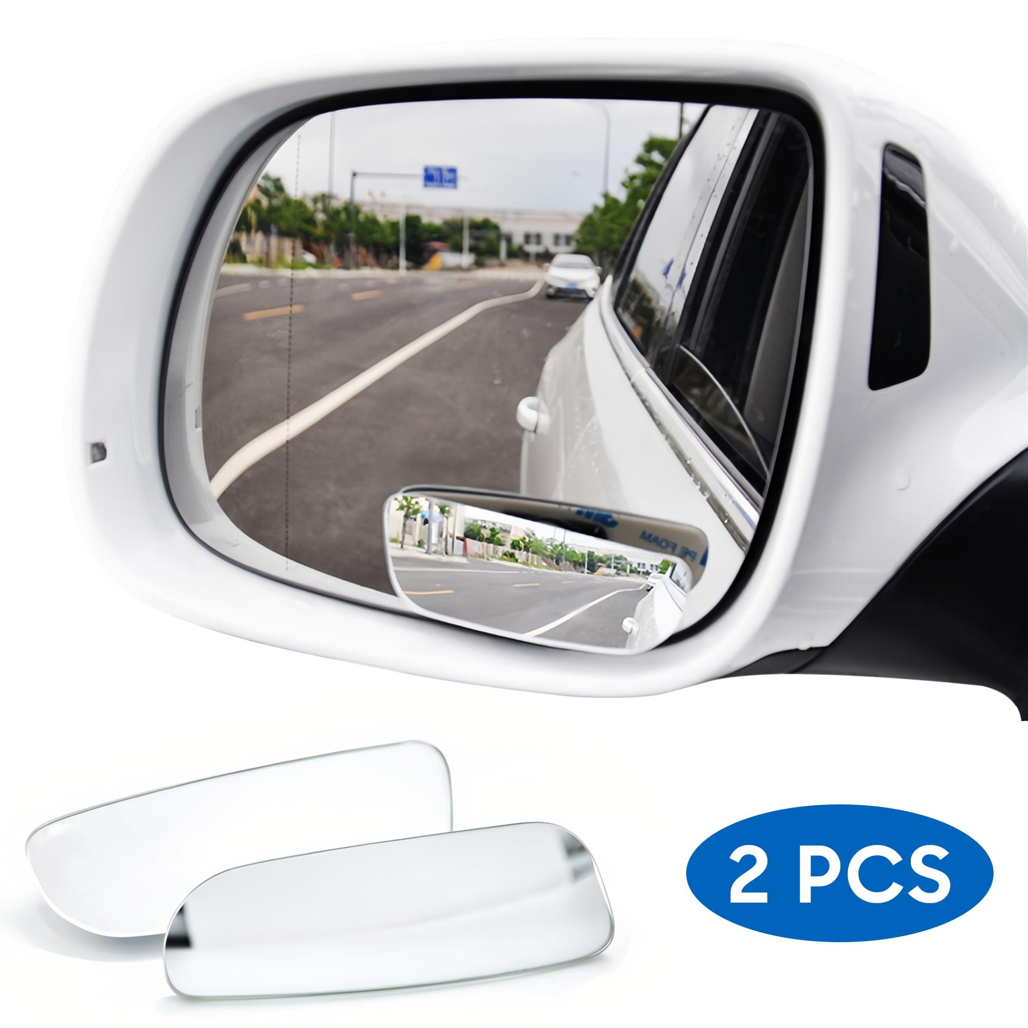 2 Pieces Car Blind Spot Mirror 360° Wide Angle Convex Rear Side View ...