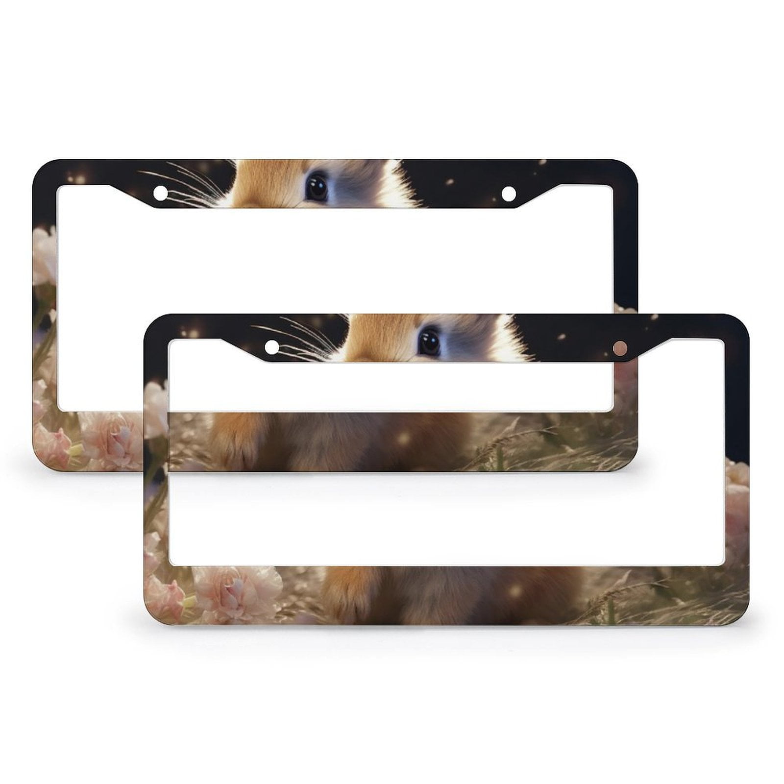 2 Pieces Cartoon Bunny With Florals License Plate Frame Lovely Animals ...