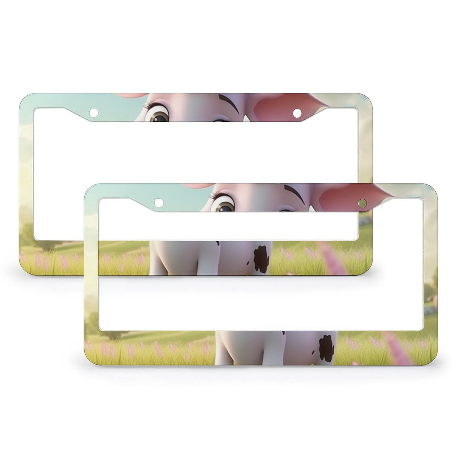 2 Pieces Cartoon Little Cow License Plate Frames Animal Farm Bull Cow ...