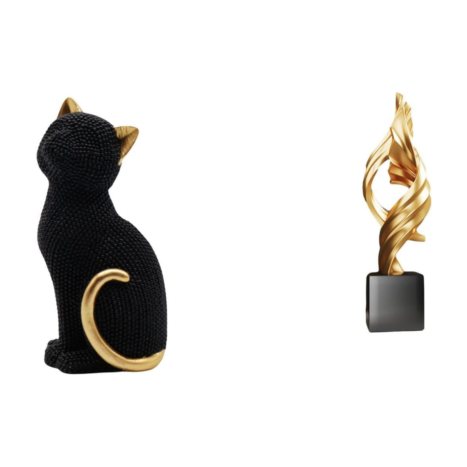 2 Pieces Cat Statue Abstract Art Figurine Resin Craft for Living Room ...