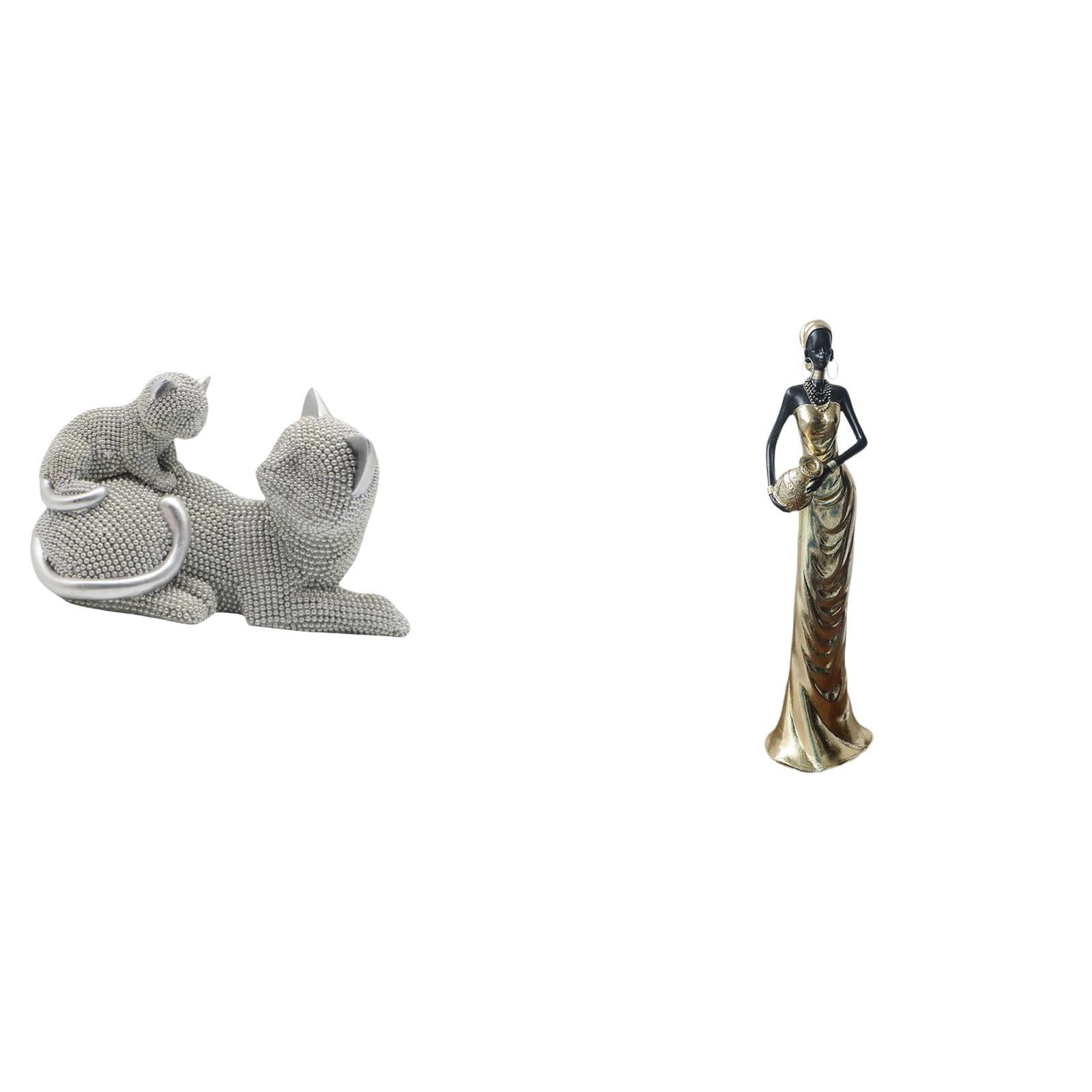 2 Pieces Cat Statue African Lady Figurine Resin Material for Creative ...