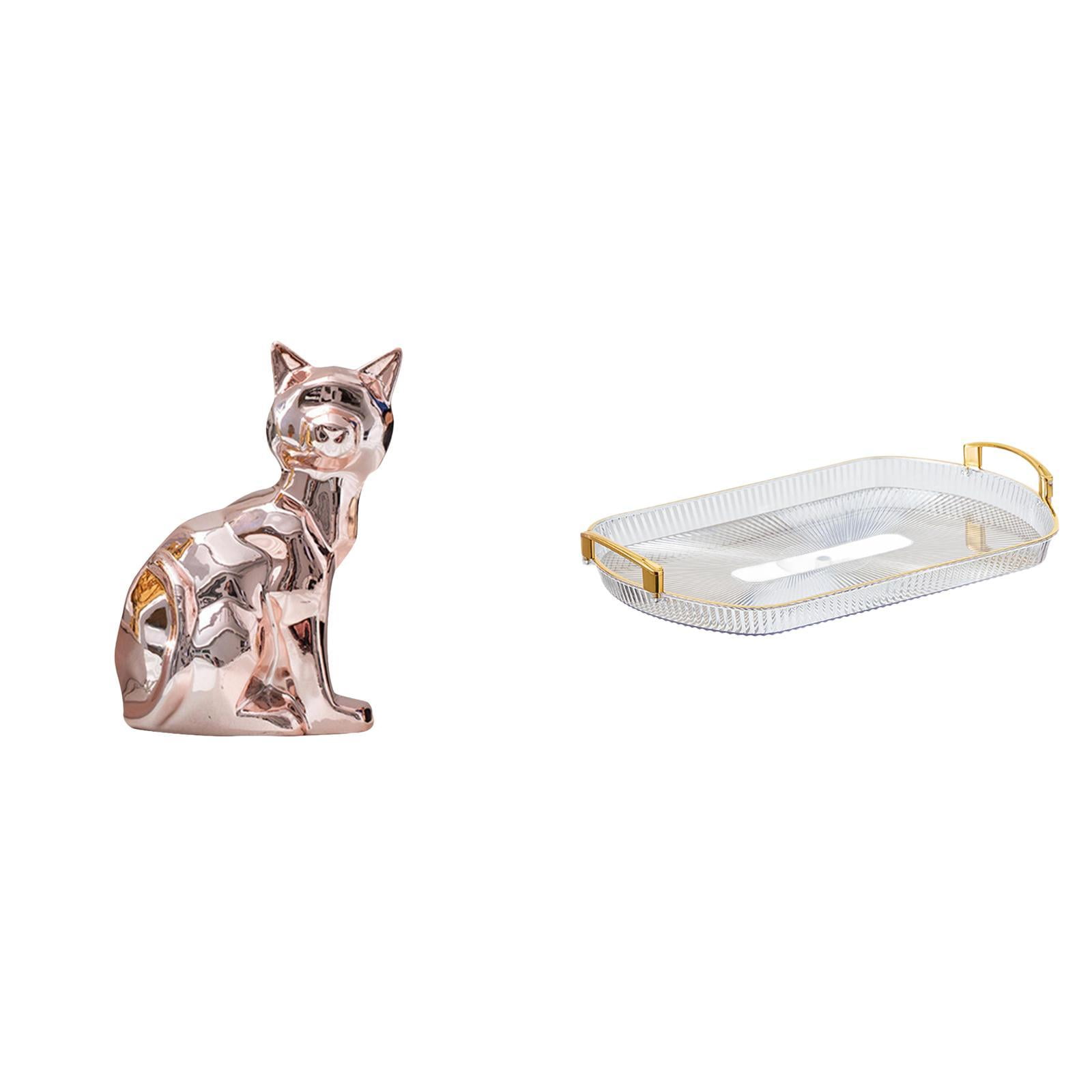 2 Pieces Cat Statue Decorative Tray Rectangle Organizer Eco Friendly ...