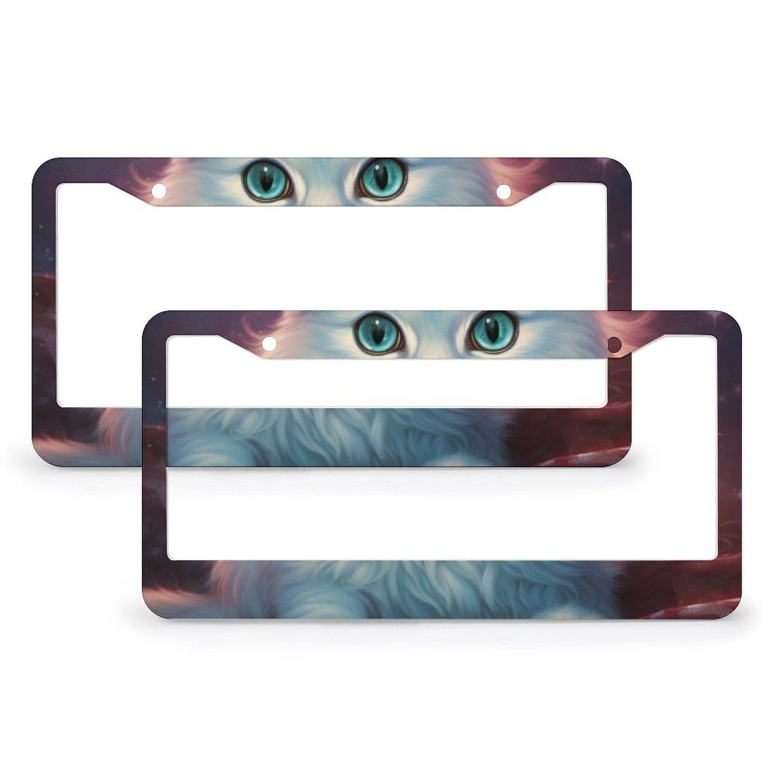 2 Pieces Cat Wearing A Santa Hat License Plate Frames Funny Cat Theme ...