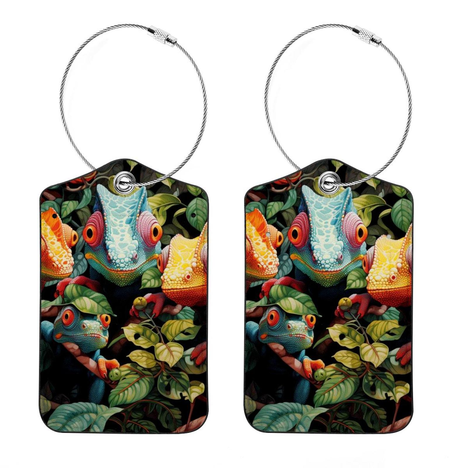 2 Pieces Chameleon Luggage Tags, Privacy Cover ID Label with Loop and ...