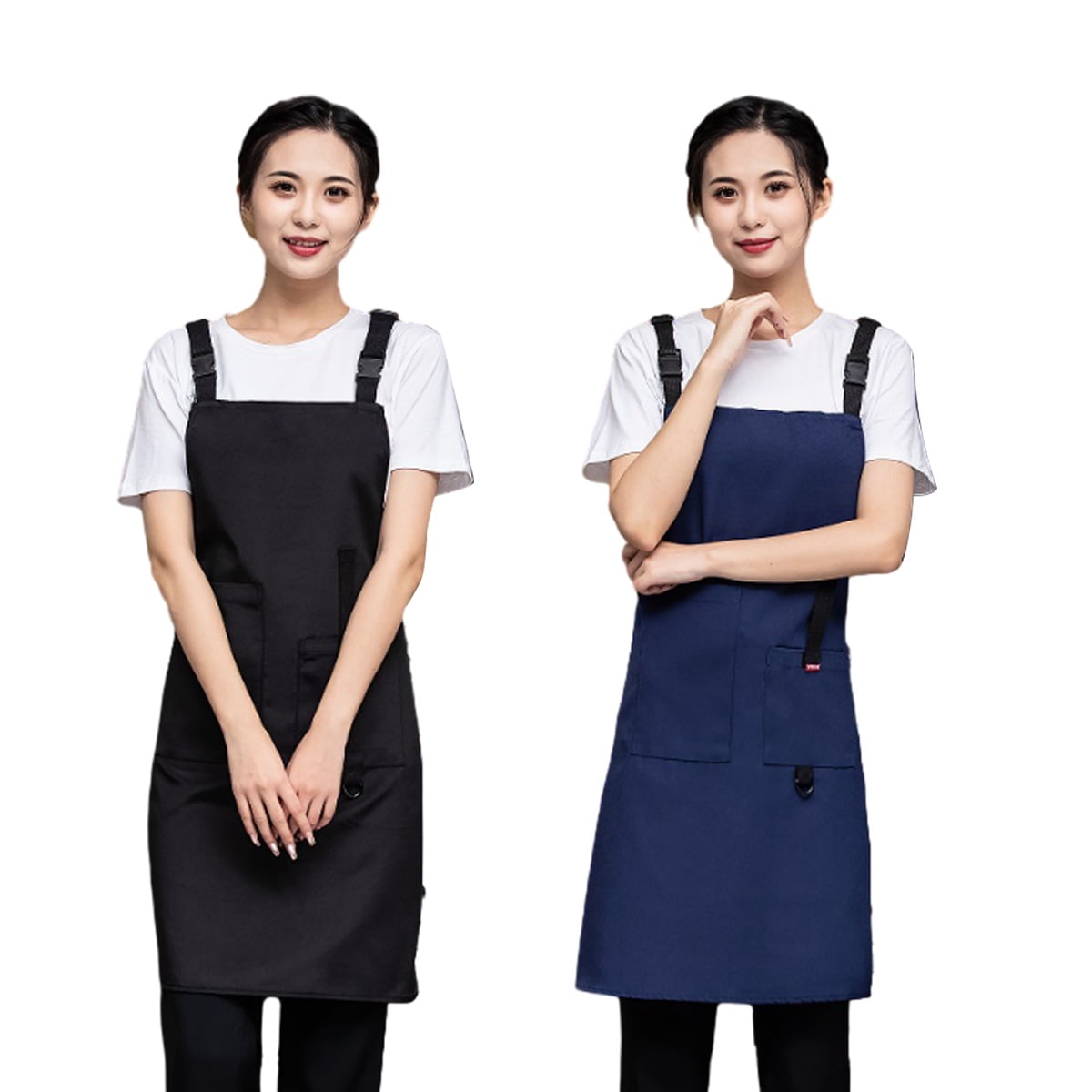 2 Pieces Chef Aprons for Men Women with Large Pockets, Canvas Cross ...