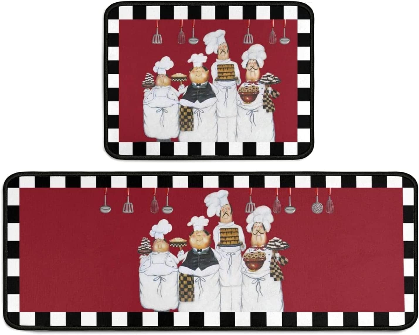 2 Pieces Chef Kitchen Rugs Set Farmhouse Decor Kitchen Mat ，Water ...
