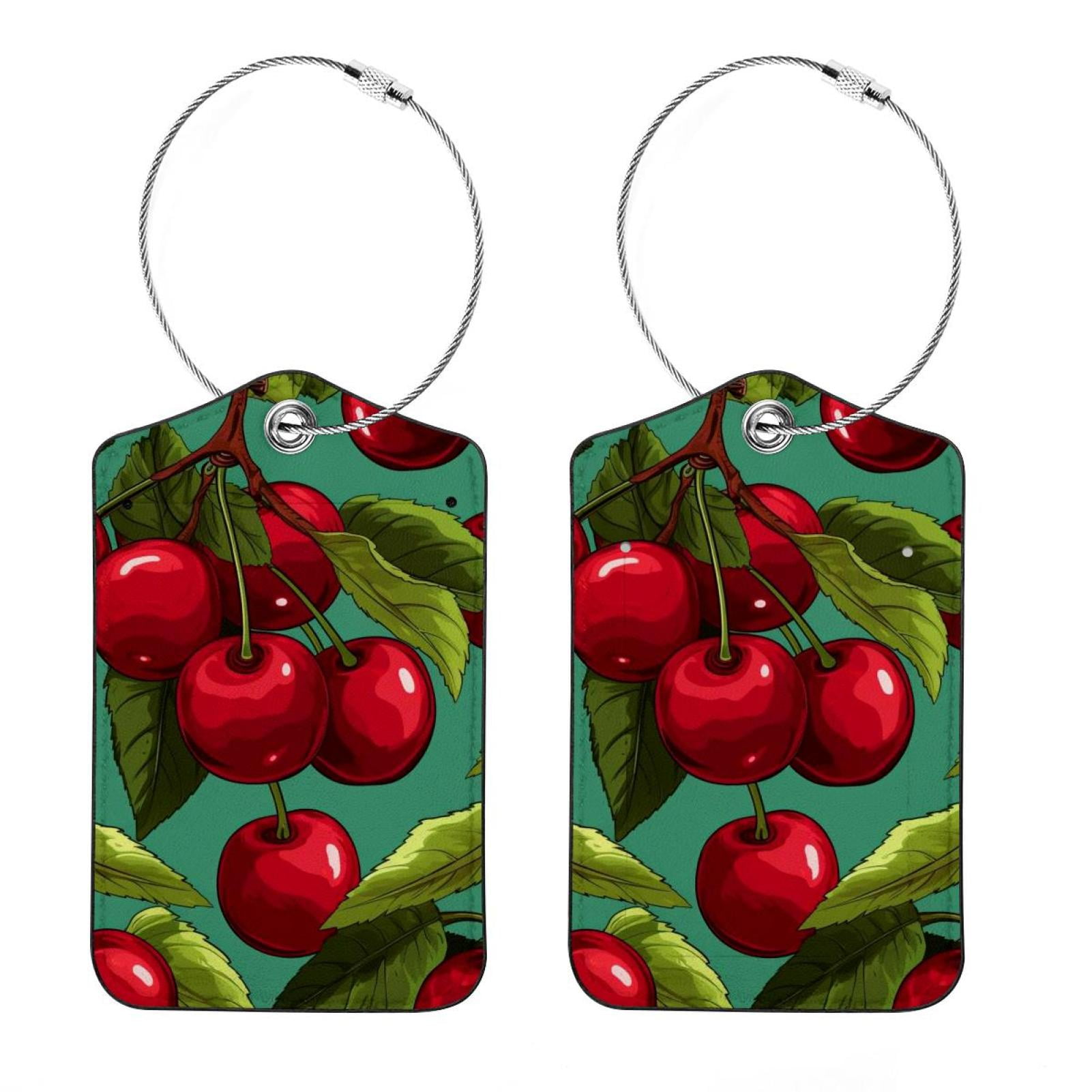 2 Pieces Cherry Luggage Tags, Privacy Cover ID Label with Loop and ...