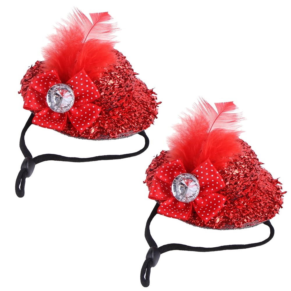 2 Pieces Chicken Hats with Adjustable Elastic Strap Feather Lace Bow ...